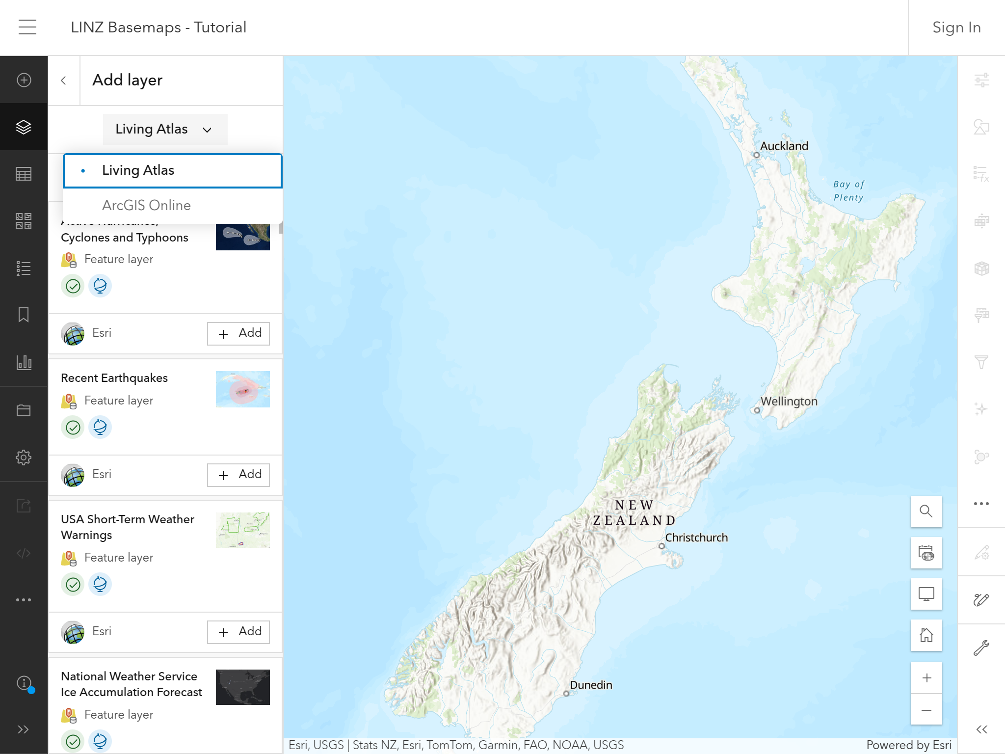 How to add LINZ Aerial Imagery Basemaps to ArcGIS Online - LINZ Basemaps